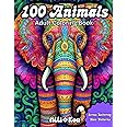 Amazon.com: 100 Animals Adult Coloring Book Stress Relieving New ...
