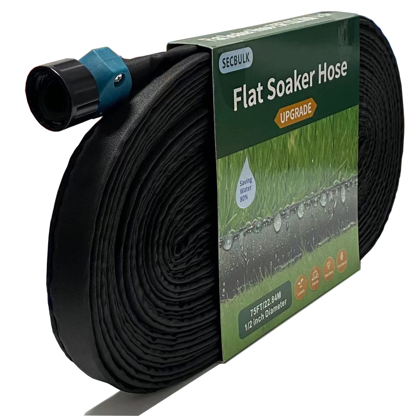 Secbulk 2025 Flat Soaker Hose 75 ft for Garden, 75' Linkable Drip Hose ...
