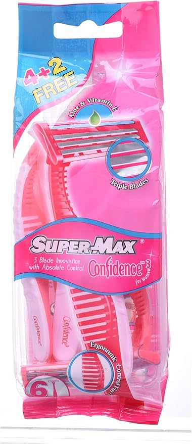 Supermax Women Disposable Triple Blade Confidence Razor 4+ 2 Razors 1 ...