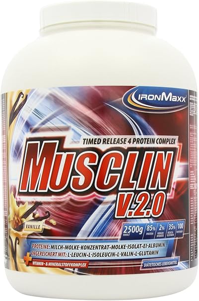 Ironmaxx Musclin V.2.0, Vanille, Dose 2500g, 26358: Amazon.de: Drogerie ...