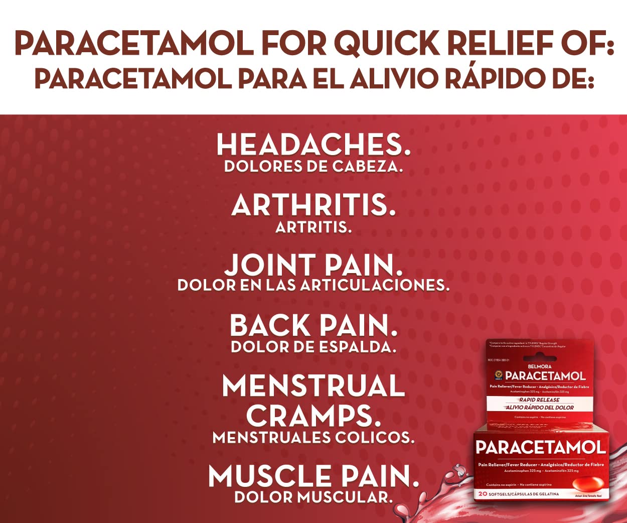 Mua Acetaminophen 325mg 20 Softgels for Pain Relief, Liquid Filled ...