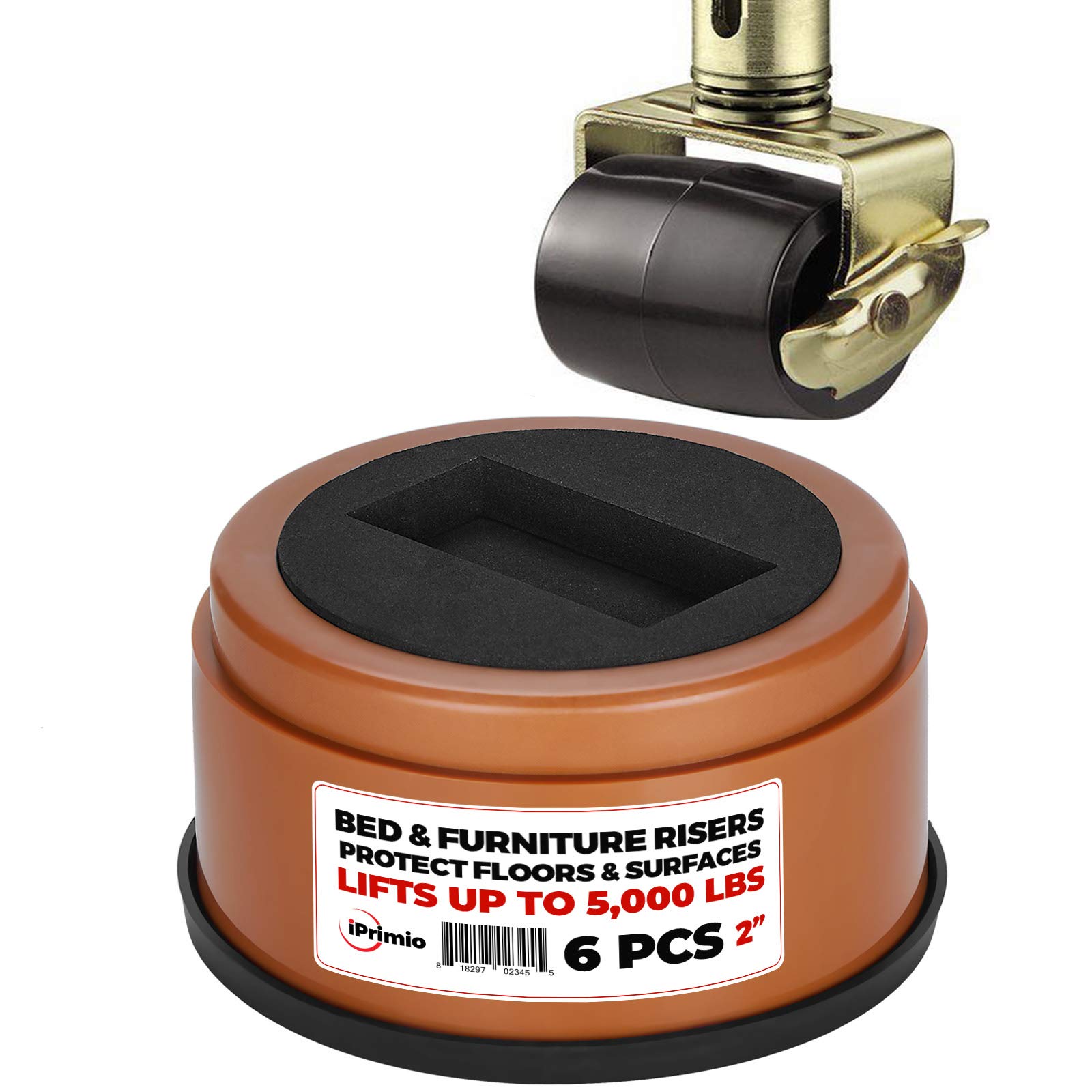 iPrimio Round Bed & Furniture Riser – 2 Inch Lift and Supports Over ...