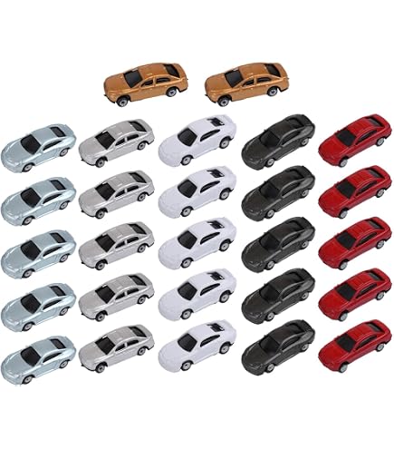 Model Cars 50-Piece 1:150 Scale - Painted Plastic Vehicles For Train ...
