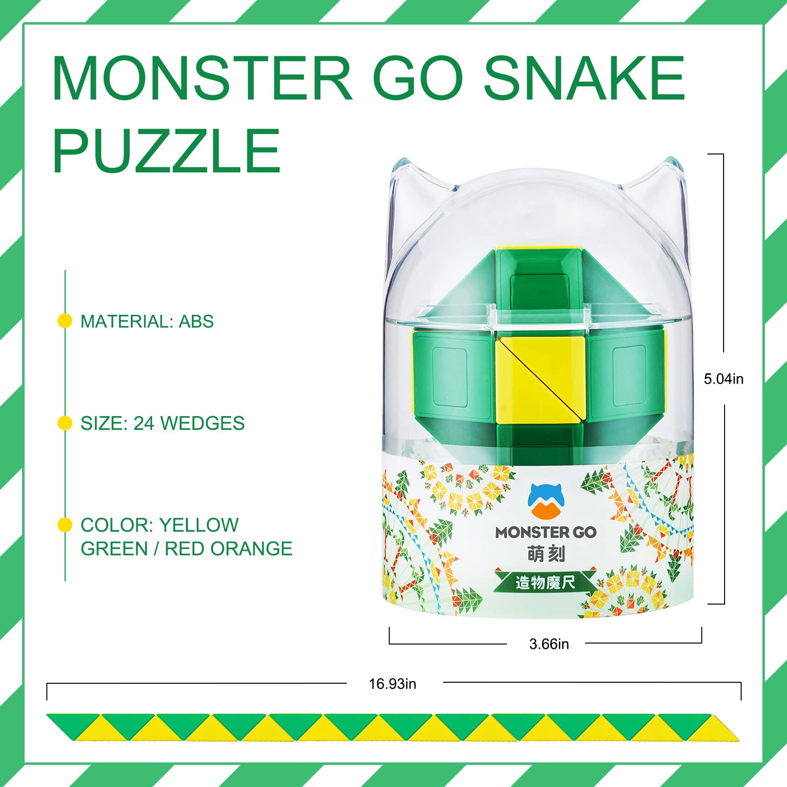 Monster Go Snake Puzzle, 24 bloques Twist Magic Snake Brain Teaser ...