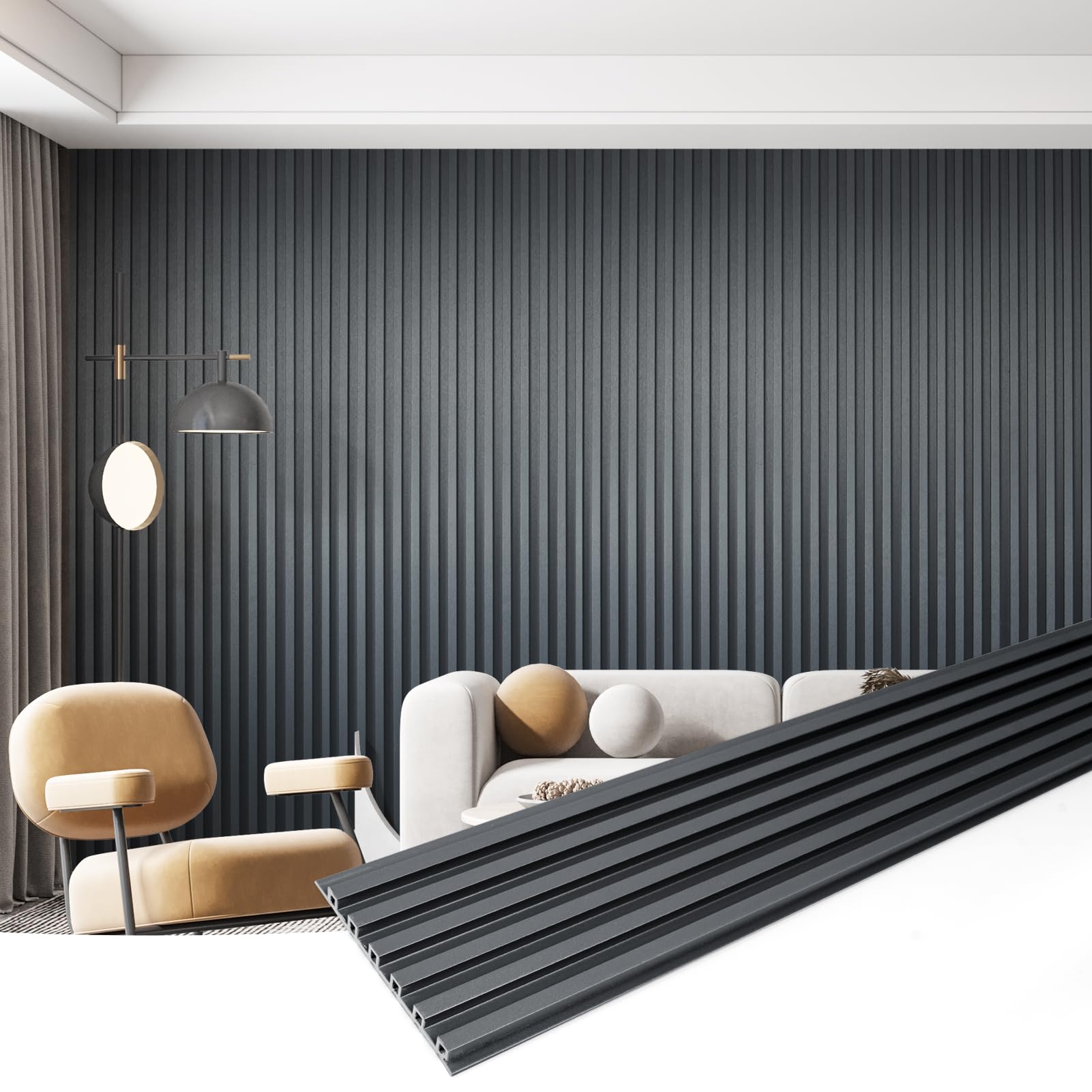 Art3dwallpanels Slat Wall Paneling, 104'' X 6.7'' Glossy Metal Finish ...