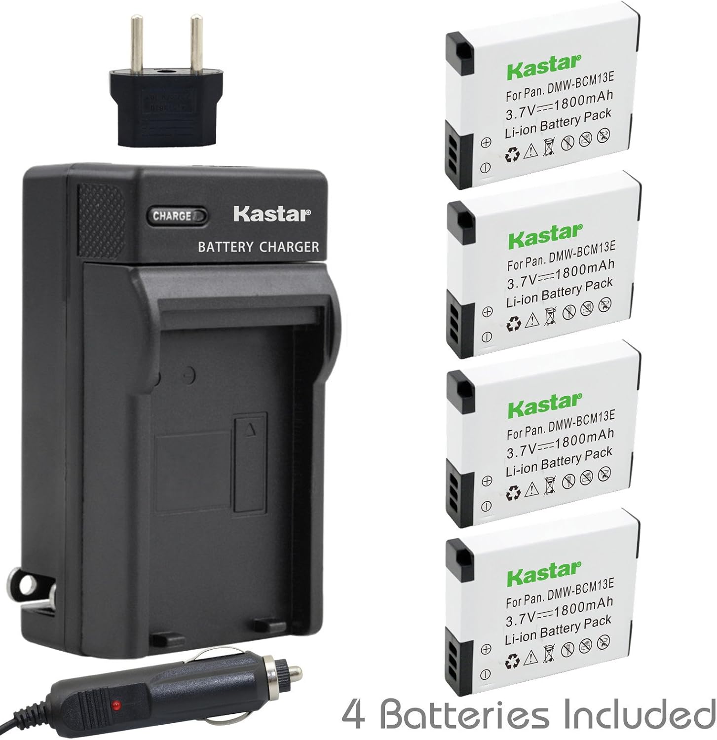 Amazon.com : Kastar Battery (X4) & Travel Charger Kit for Panasonic DMW-BCM13 BCM13PP and Lumix ...