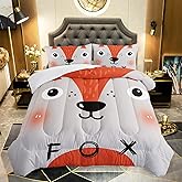 Amazon.com: AILONEN Fox Comforter Sets for Teens, Fox Cartoon Printed ...