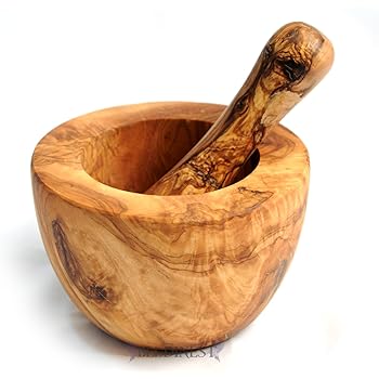 Amazon.com: Naturally Med - Olive Wood Rustic Mortar and Pestle - 5.5 inch: Kitchen & Dining