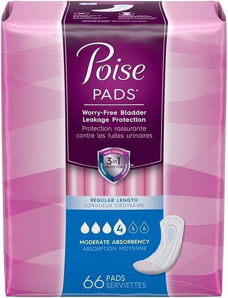 Amazon.com: Poise Pad, Moderate Absorbency, Regular, 66ct - 4 Pack ...