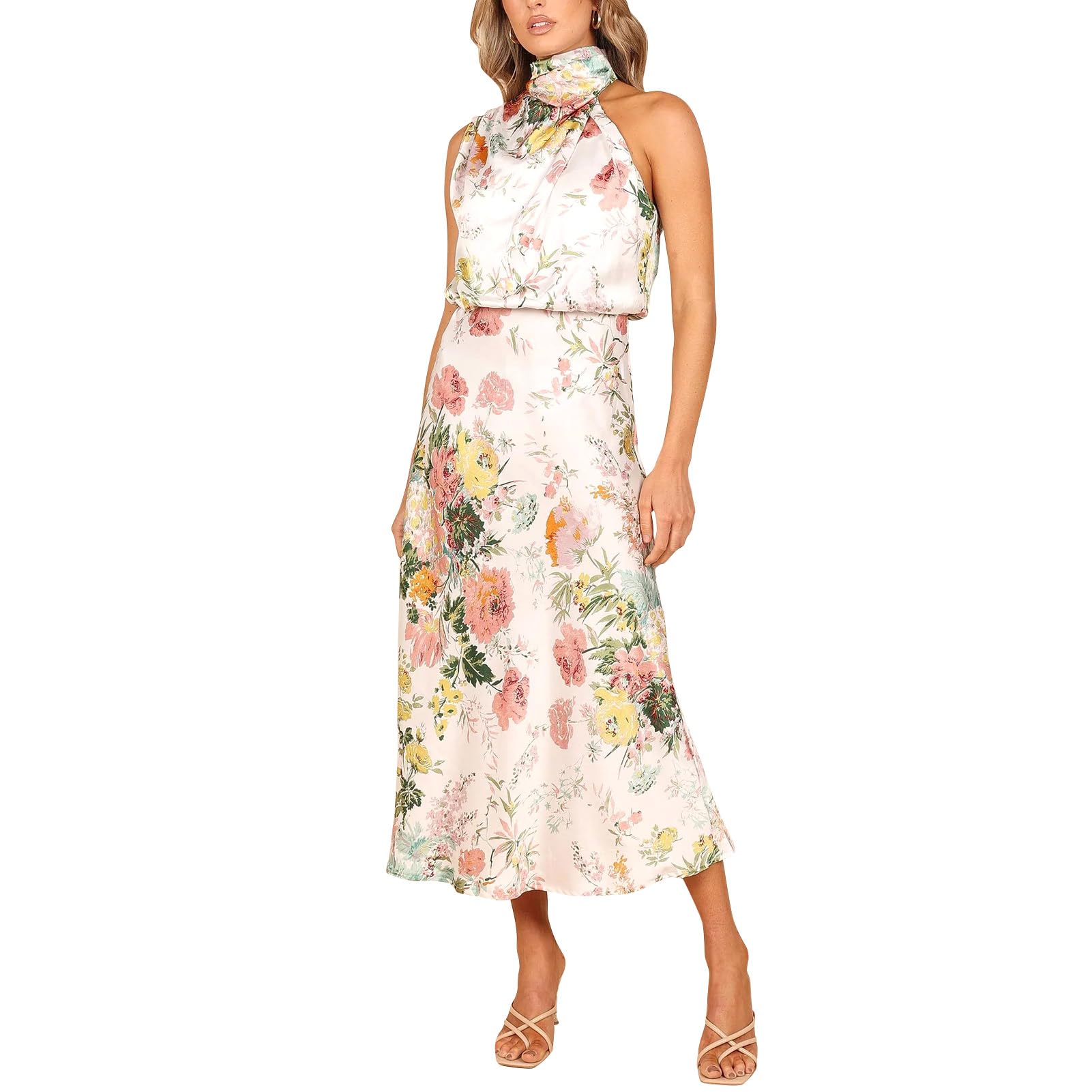 Silk Sleeveless Dress for Women Long Satin Cocktail Dress for Women ...