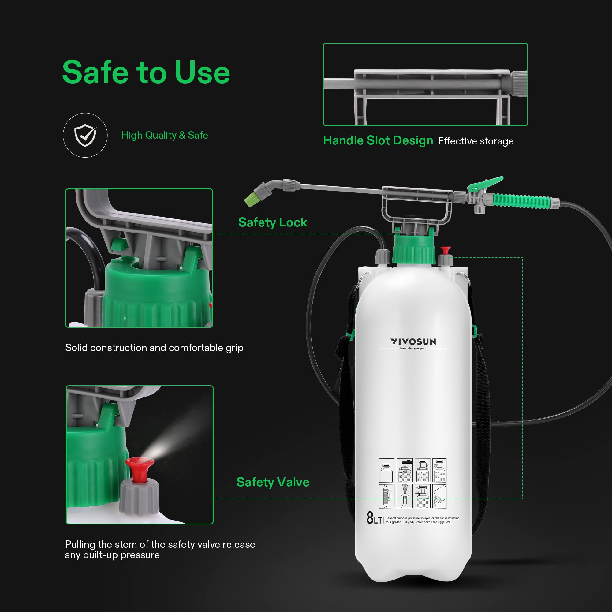 Mua VIVOSUN 2.1 Gallon Pump Pressure Sprayer, 8L Pressurized Lawn ...