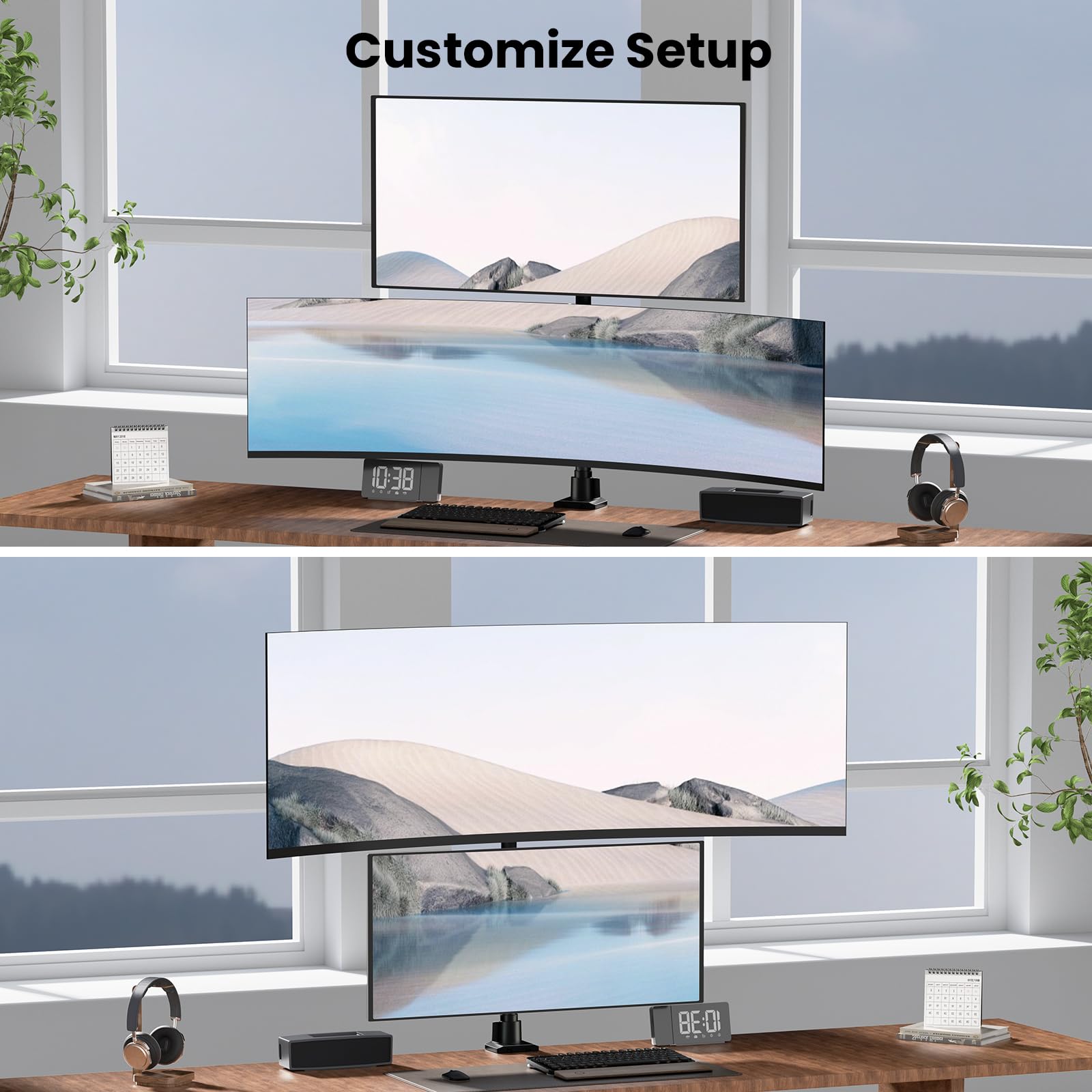 Dual Monitor-Arm Ultrawide Heavy Duty - 27-57 Inch Vertical Dual ...