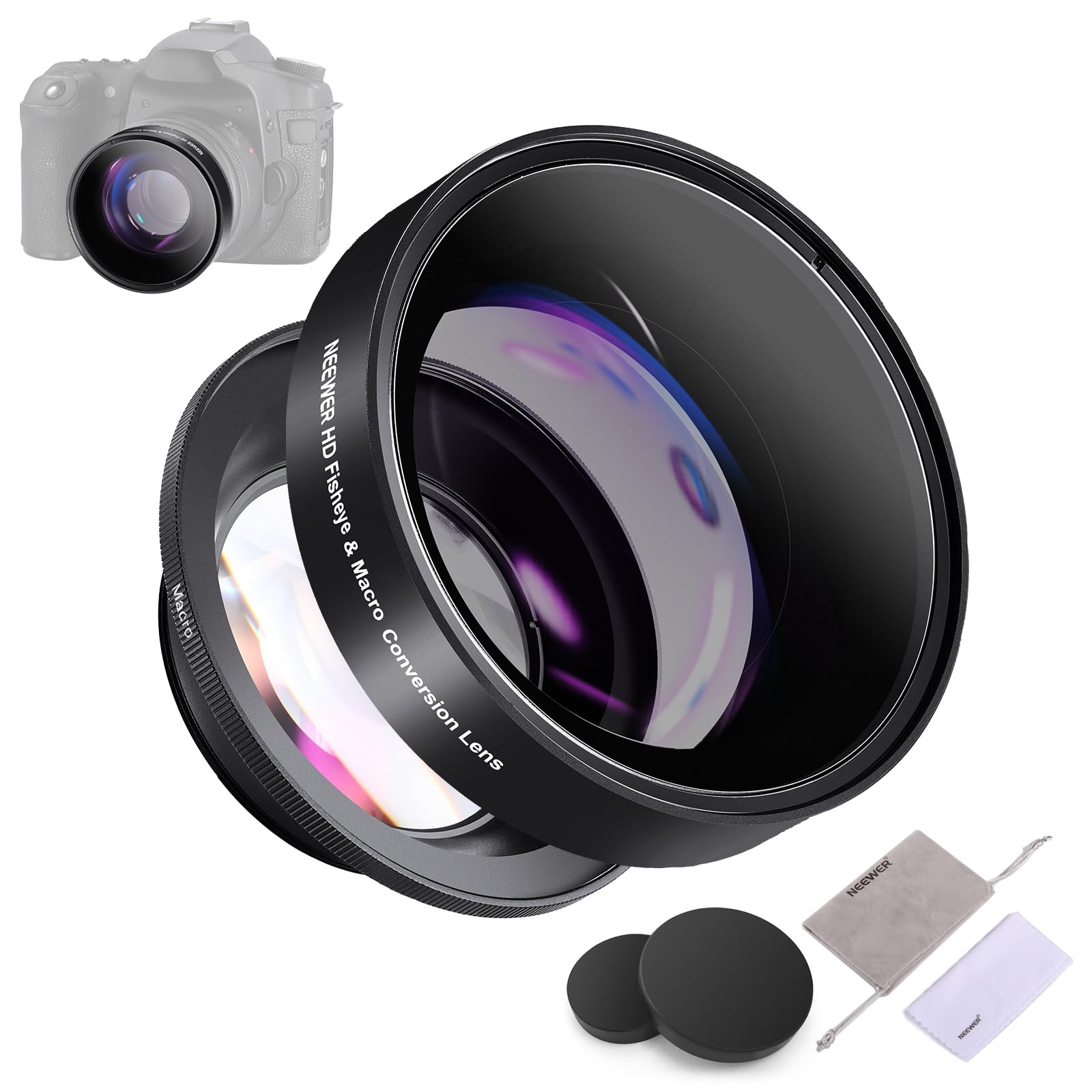 Mua 55mm 0.43X HD 2 in 1 Fisheye & Macro Lens, Wide Angle Fisheye Lens ...