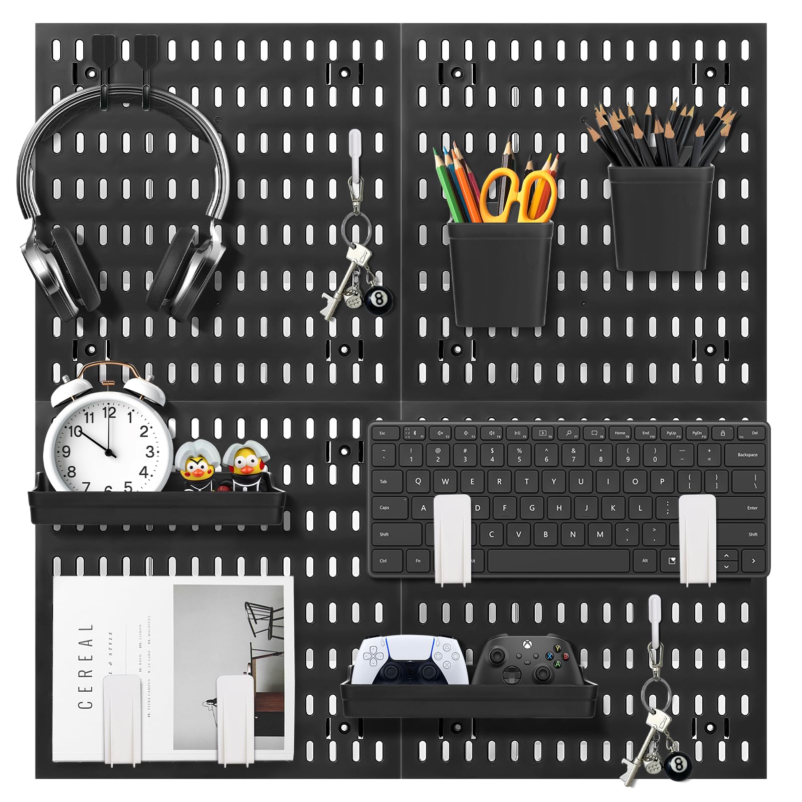Black Pegboard Combination Kit,Versatile Wall Organizer with 4 Plastic ...