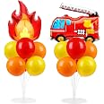 Amazon.com: Fire Party Balloons Stand Kit 2 Sets with 2 Fire Truck Foil ...
