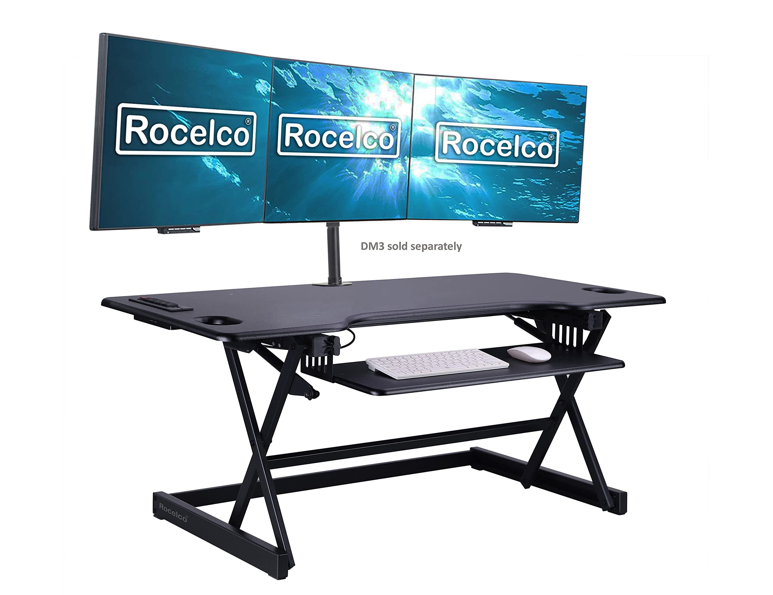 Rocelco 46" Height Adjustable Standing Desk Converter - Desktop AC USB ...