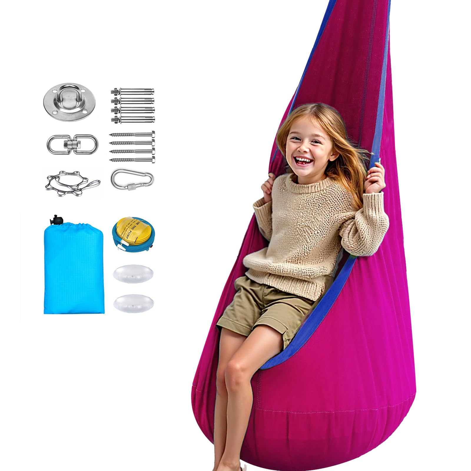 Kids Sensory Swing with 360° Rotation & Adjustable Height – Indoor ...