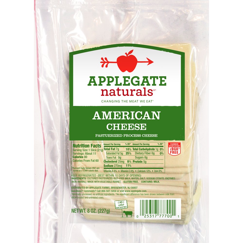 Applegate, Sliced Natural American Cheese, 8 oz: Amazon.com: Grocery ...