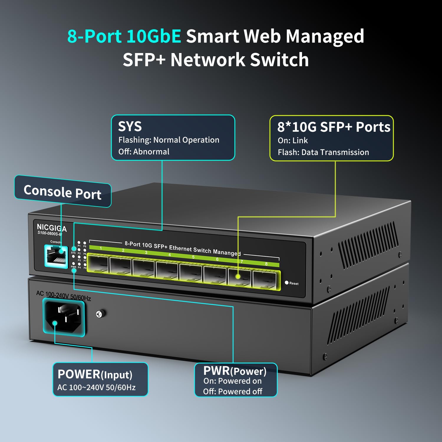 Mua 8 Port 10G SFP+ Ethernet Switch Managed, with 8X 10Gb SFP+ Port ...