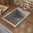 Ruvati 15 x 20 inch Drop-in Topmount Bar Prep Sink 16 Gauge Stainless Steel Single Bowl ...