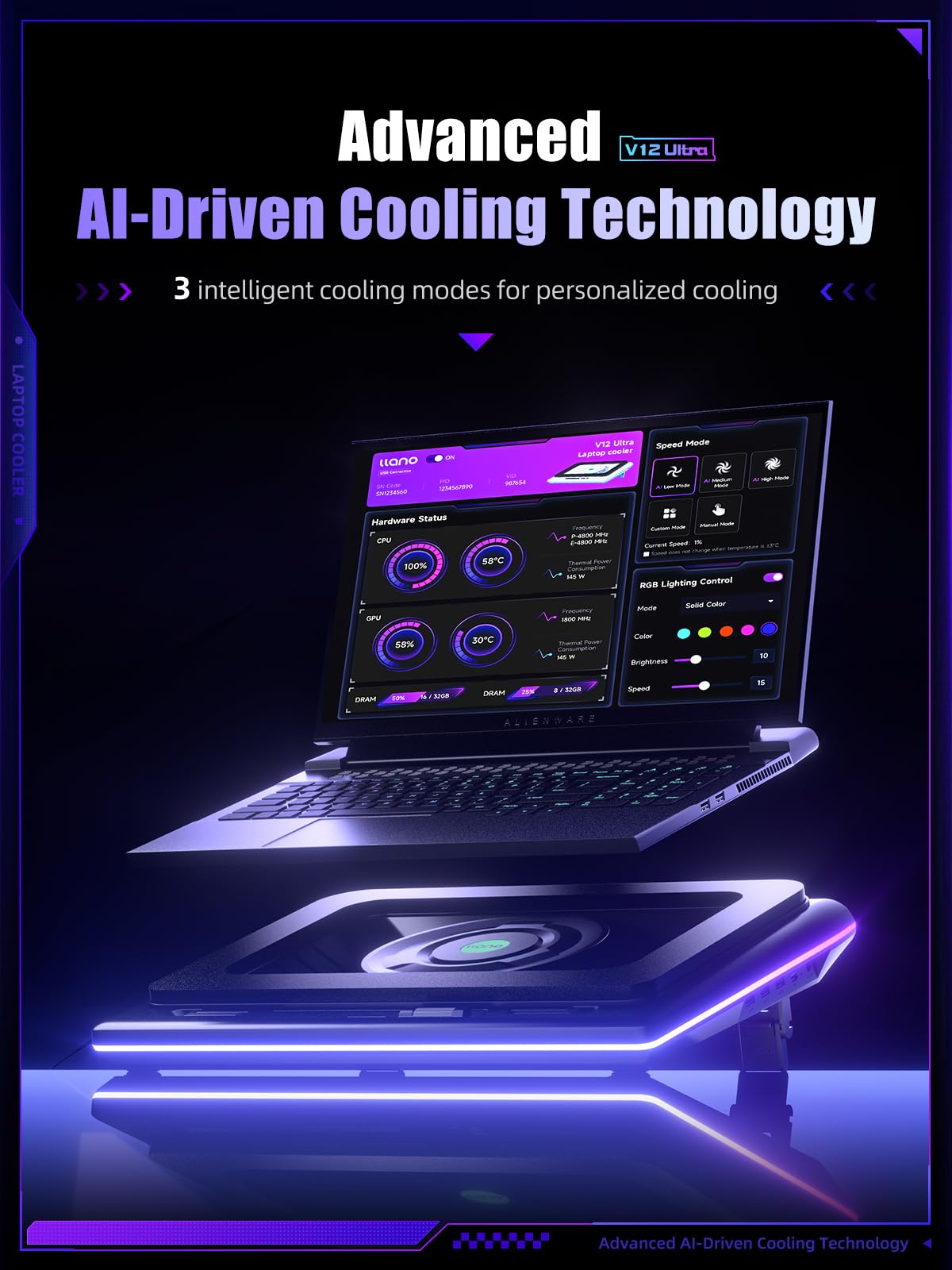 Mua llano V12 Ultra Laptop Cooling Pad with Intelligent Software ...