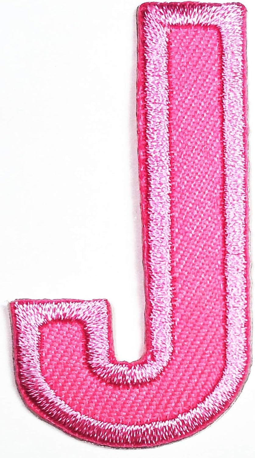 Amazon.com: PARITA Pink Letter J Patch A-Z DIY Alphabet Name Iron On ...