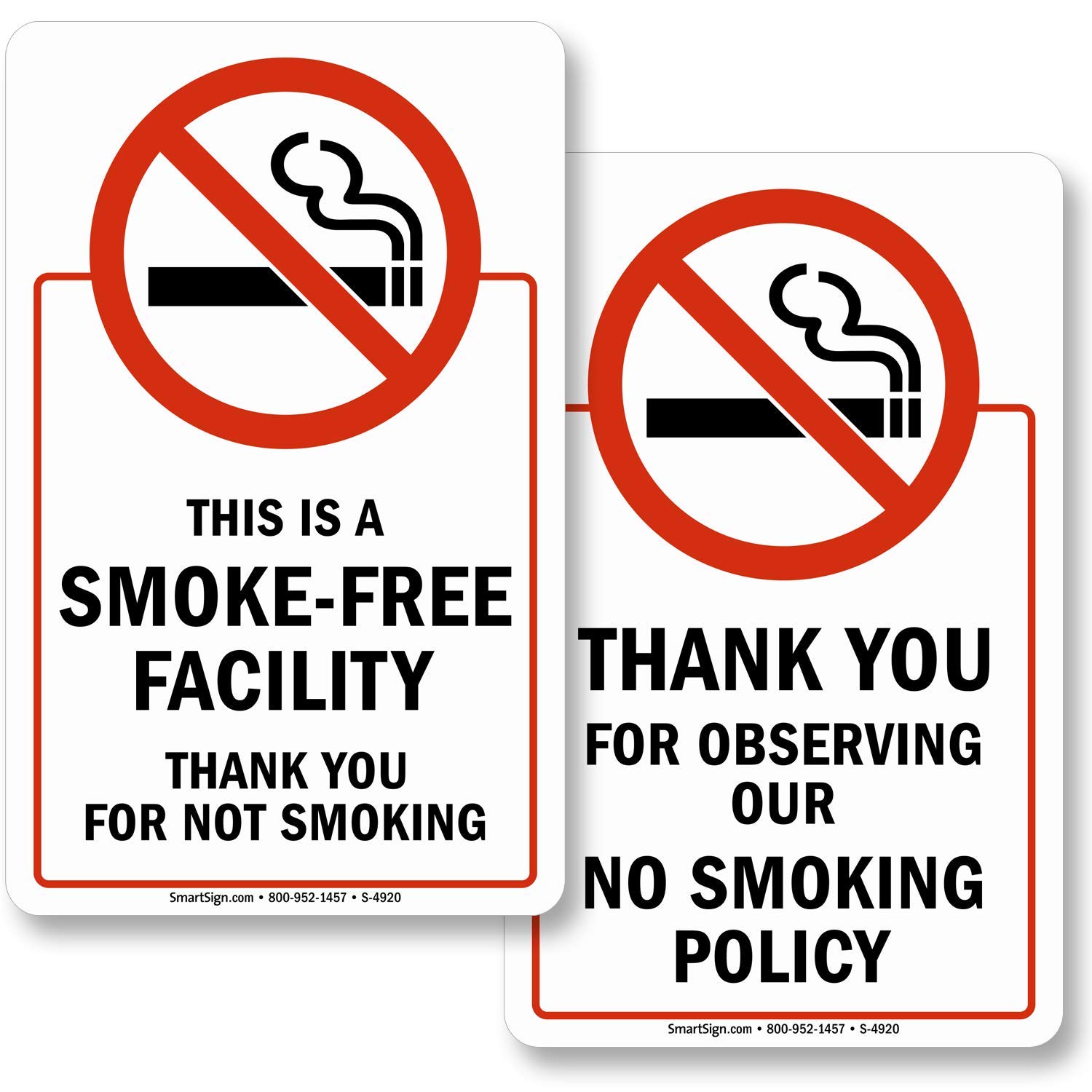 SmartSign No Smoking Sticker, This is a Smoke Free Facility Two-Sided ...