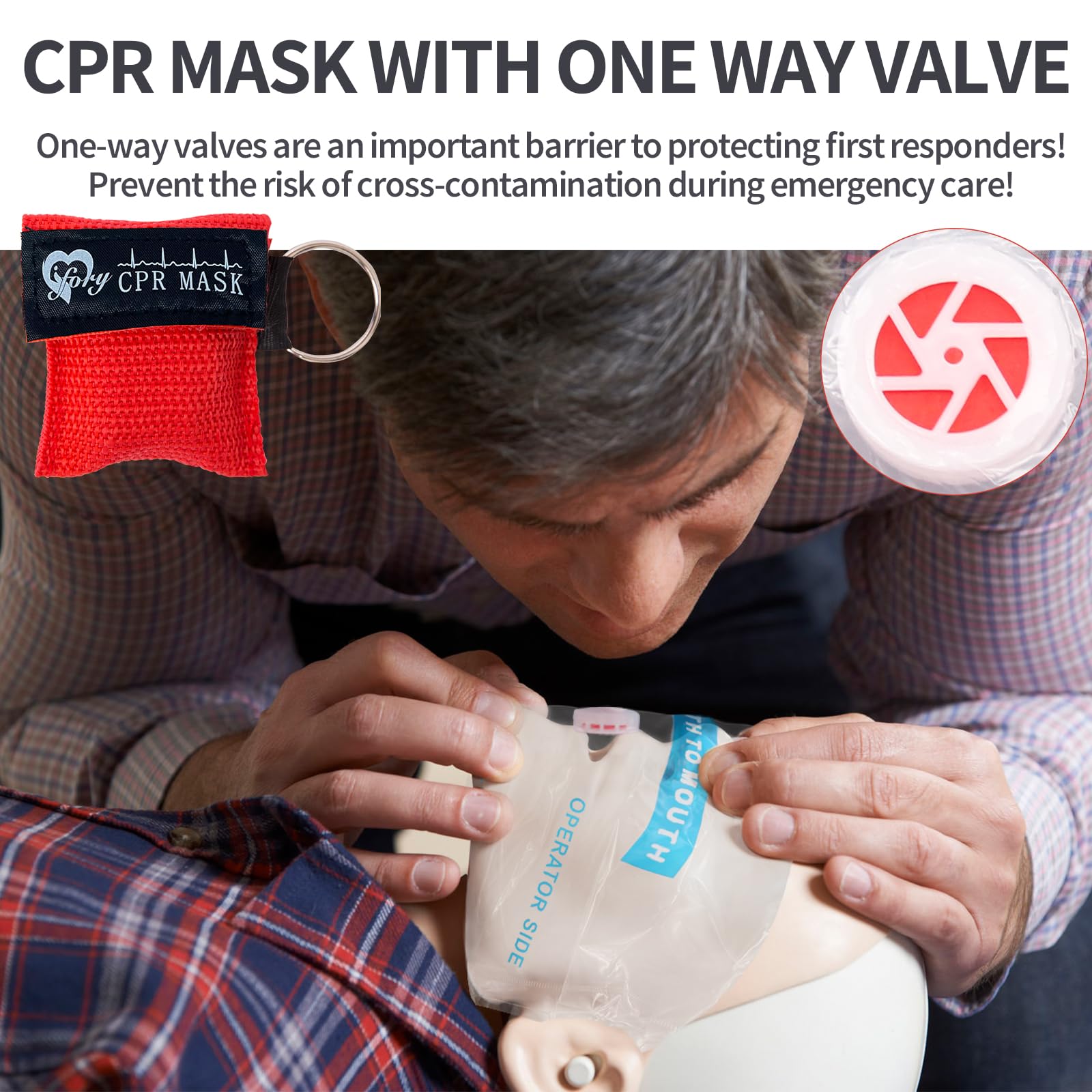 Mua 100 Counts CPR Pocket Mask Keychain, CPR Emergency Face Shield with One Way Valve Breathing ...