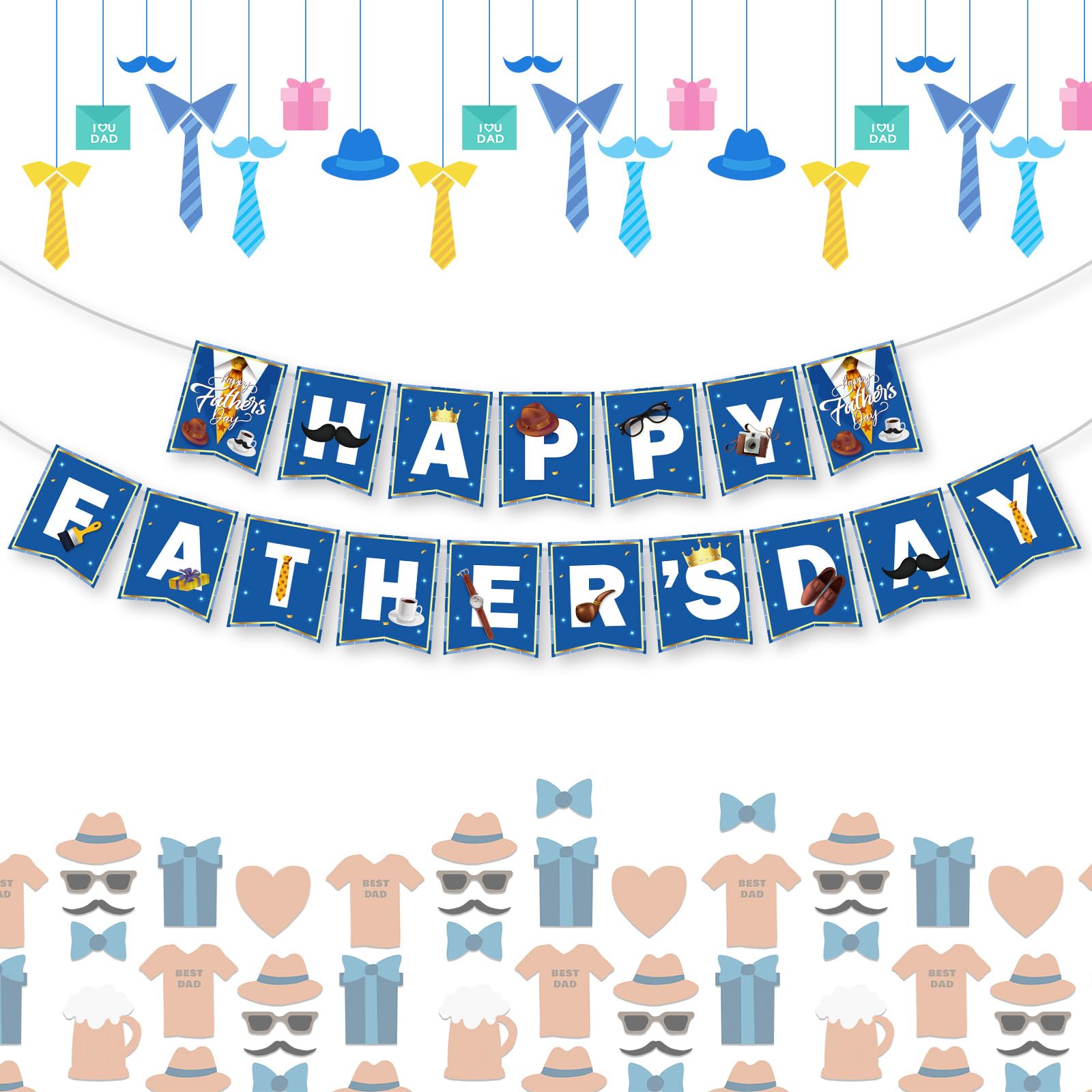 Happy Fathers Day Banner, Father's Day Banners, Blue Happy Daddy Day ...