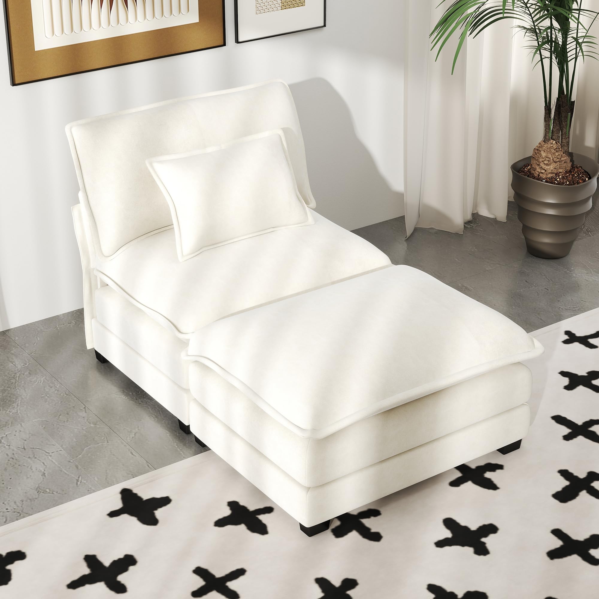 Real Relax 34.9'' Modular Sectional Sofa, Single Seat Without Armrest ...