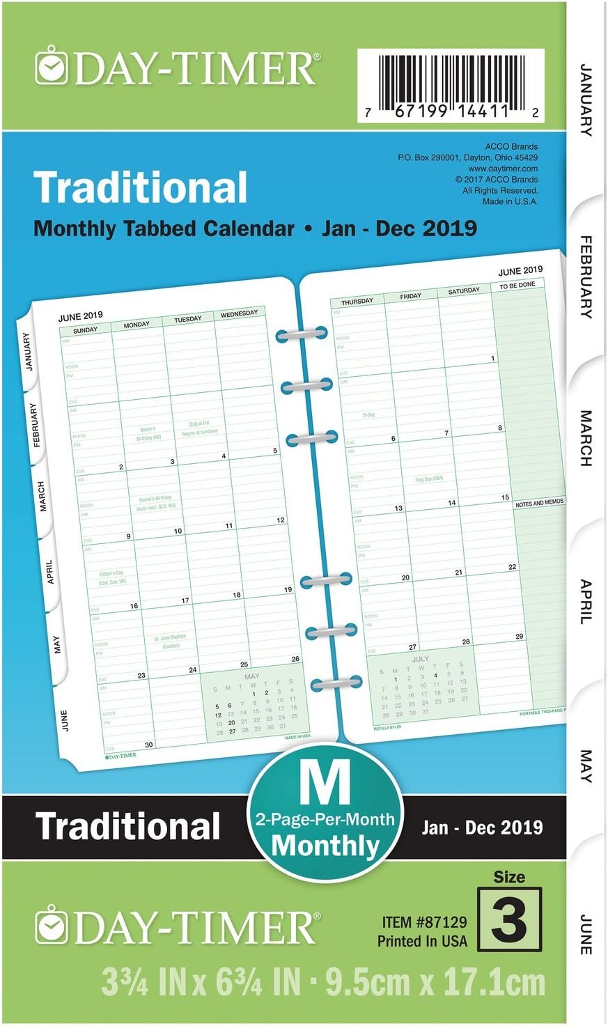 Day-Timer 2019 Planner Refill, 3-3/4" x 6-3/4", Portable Size 3, Two ...