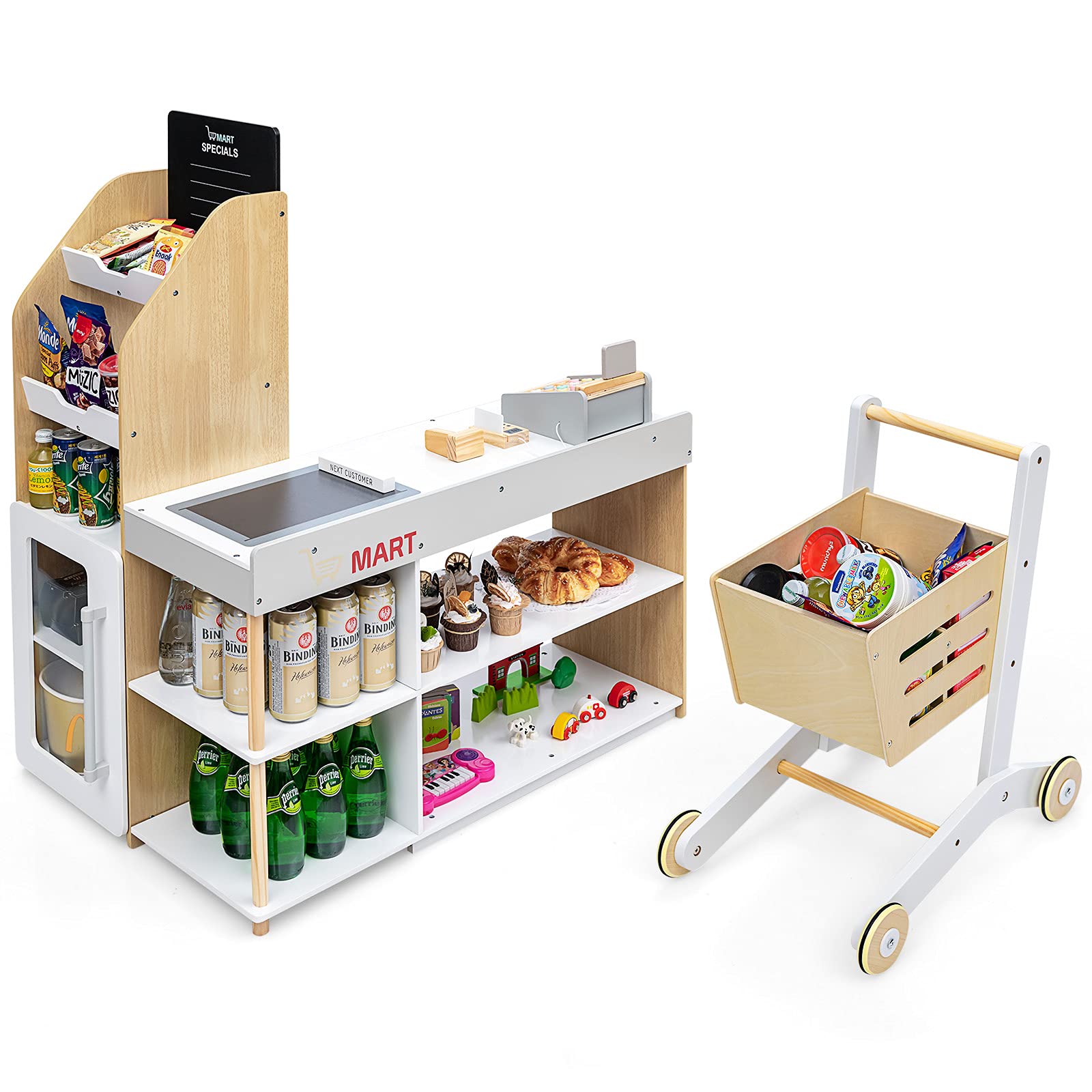 Mua INFANS Kids Wooden Grocery Store Playset, Supermarket Toy Set for ...