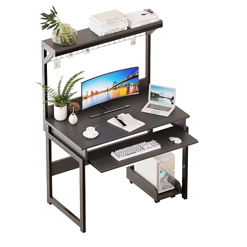 ALISENED 31.5" Computer Desk with Hutch, Office Desk Study Table ...
