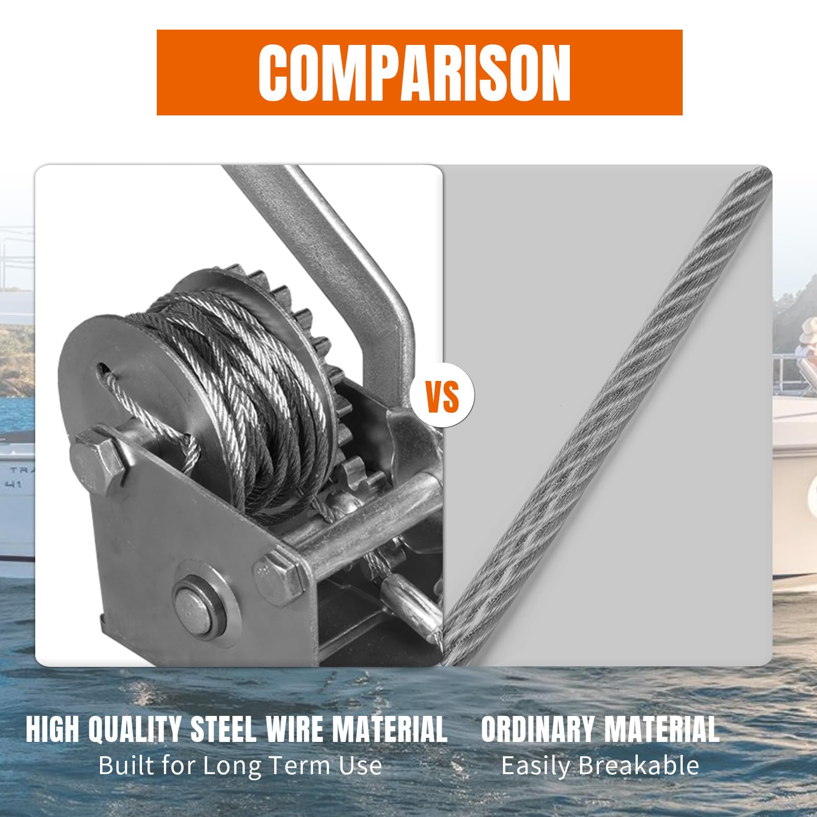 Mua Hand Winch, 600 lbs Pulling Capacity, Boat Trailer Winch Heavy Duty Rope Crank with 23 FT ...