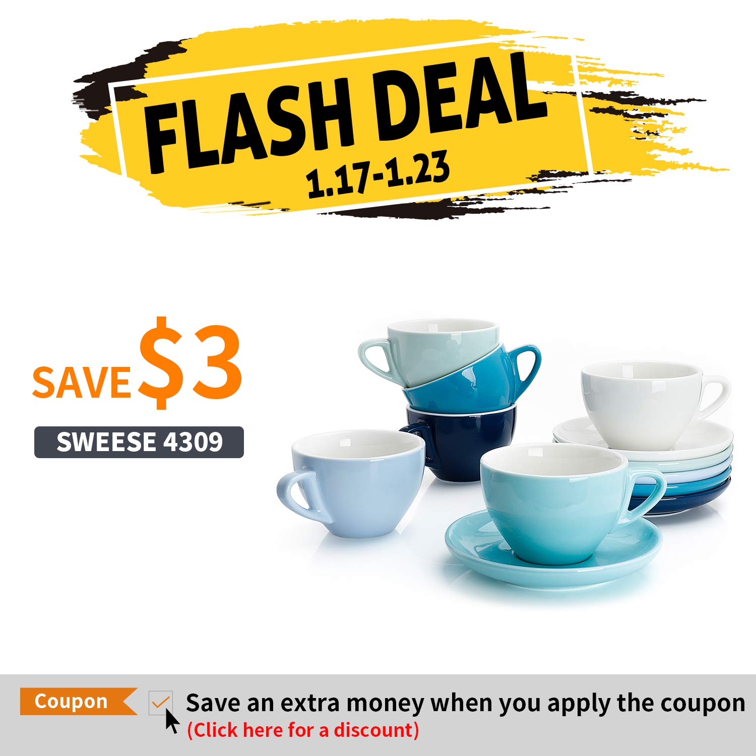 Kitchen & Dining Sweese 6210 Porcelain Mugs Cocoa Set of 6 Tea 14 Ounce ...