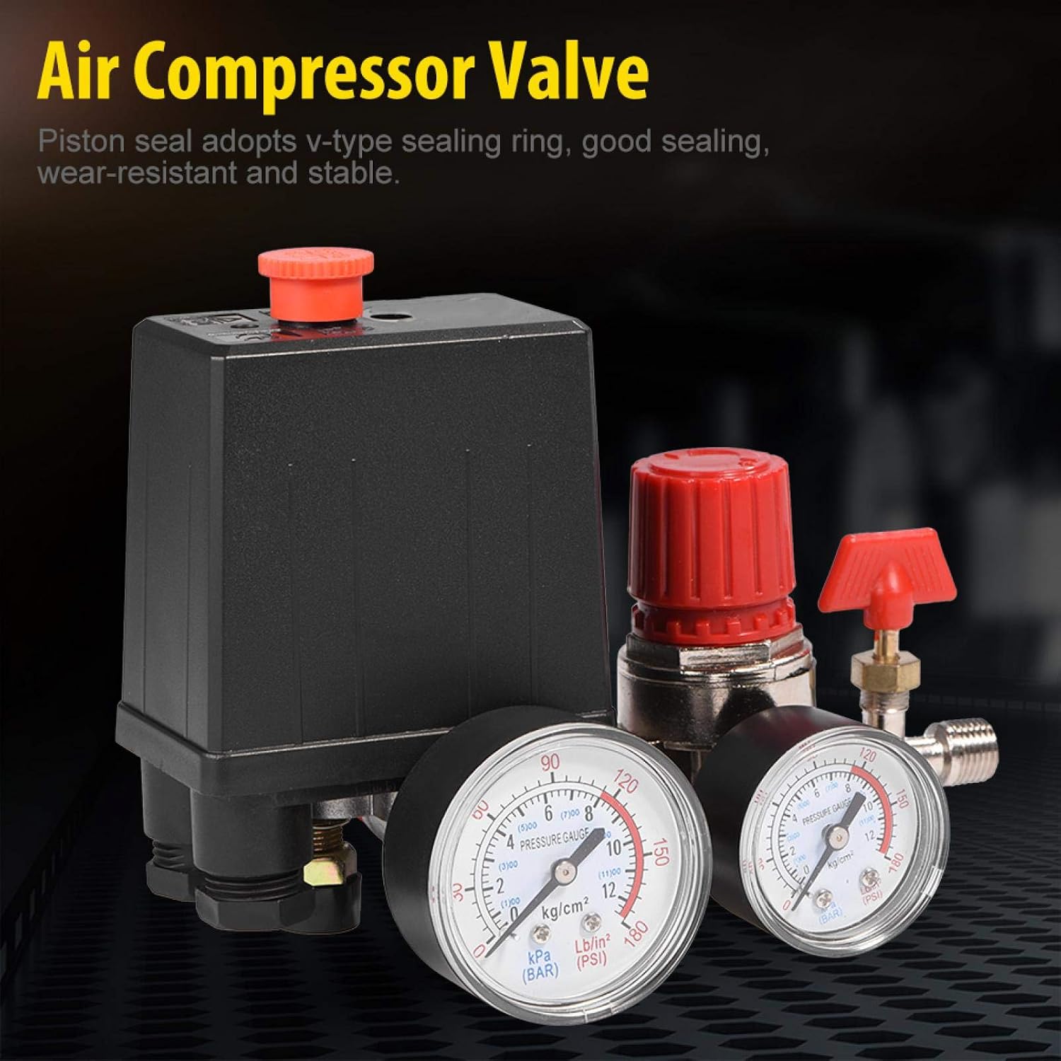 Yosoo Health Gear Air Compressor Pressure Valve, 2-G1/4 Small Air ...
