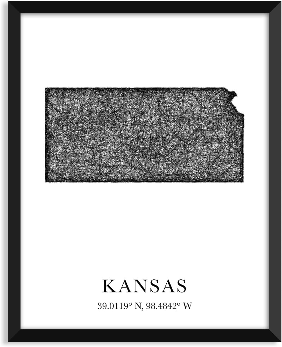 Amazon.com: Serif Design Studios Kansas, Longitude, Latitude, City Maps ...
