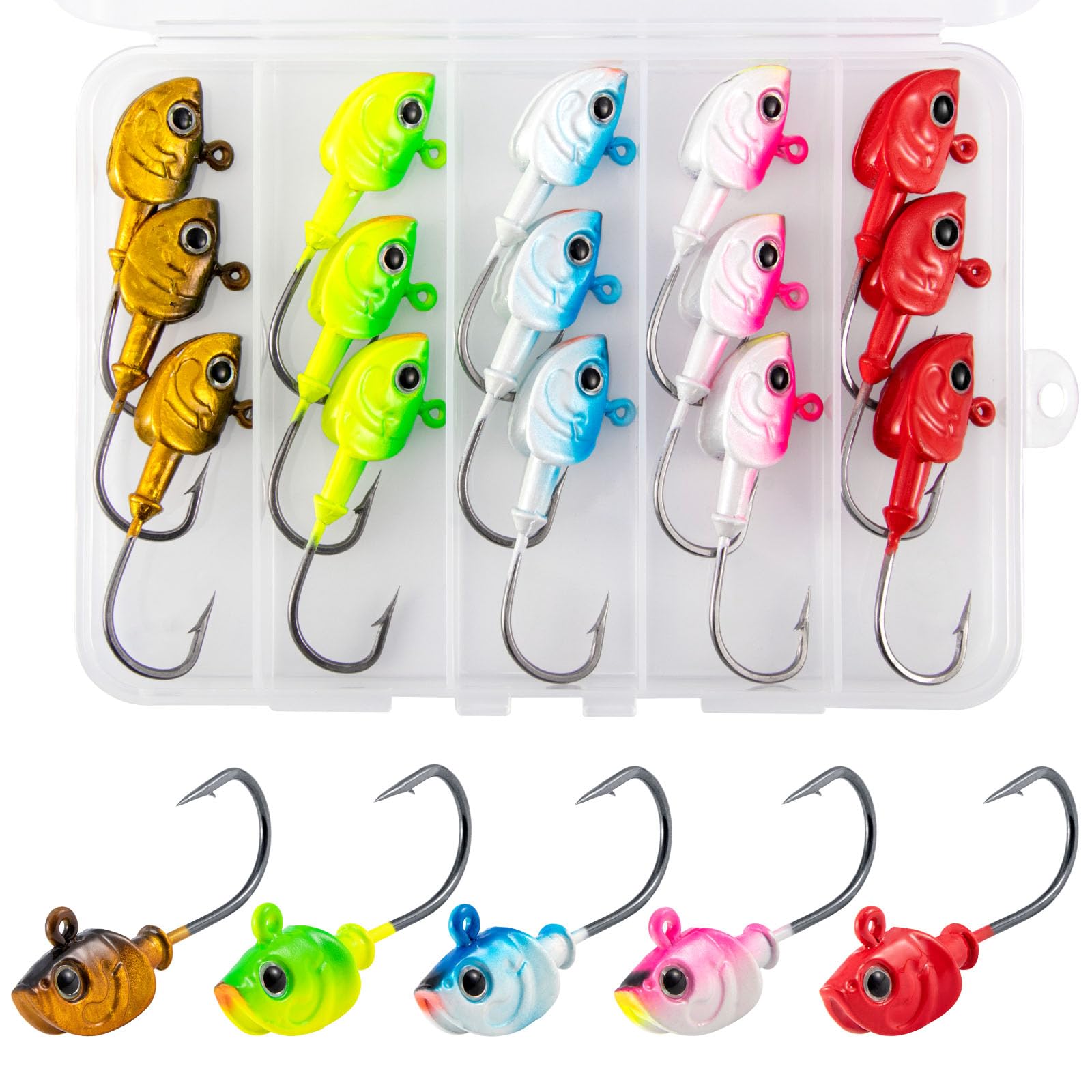 Alwonder 15-Pack Swimbait Jig Heads Kit, Saltwater Fishing Jig Head ...