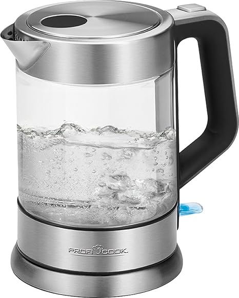 Proficook Electric Glass Kettle, Stainless Steel, 1200 W, 1.5 liters ...