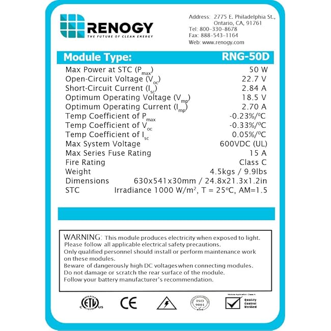 Renogy 50-Watt 12-Volt Monocrystalline Solar Panel Review - ecotality.com