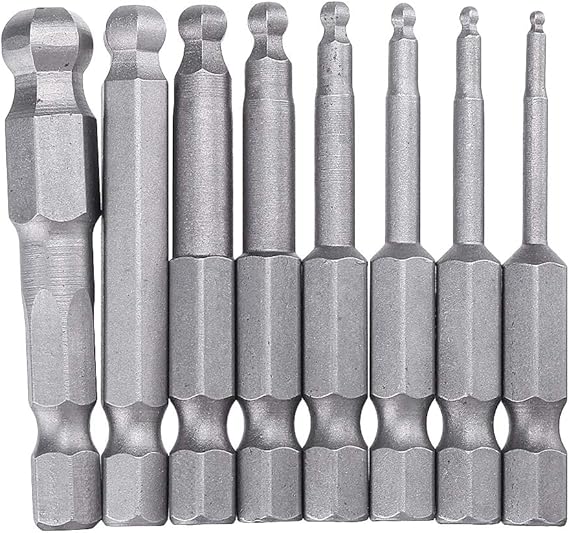 8pcs Ball End Allen Bits Hex Screwdriver Bit Set 50mm/2 inch Long ...