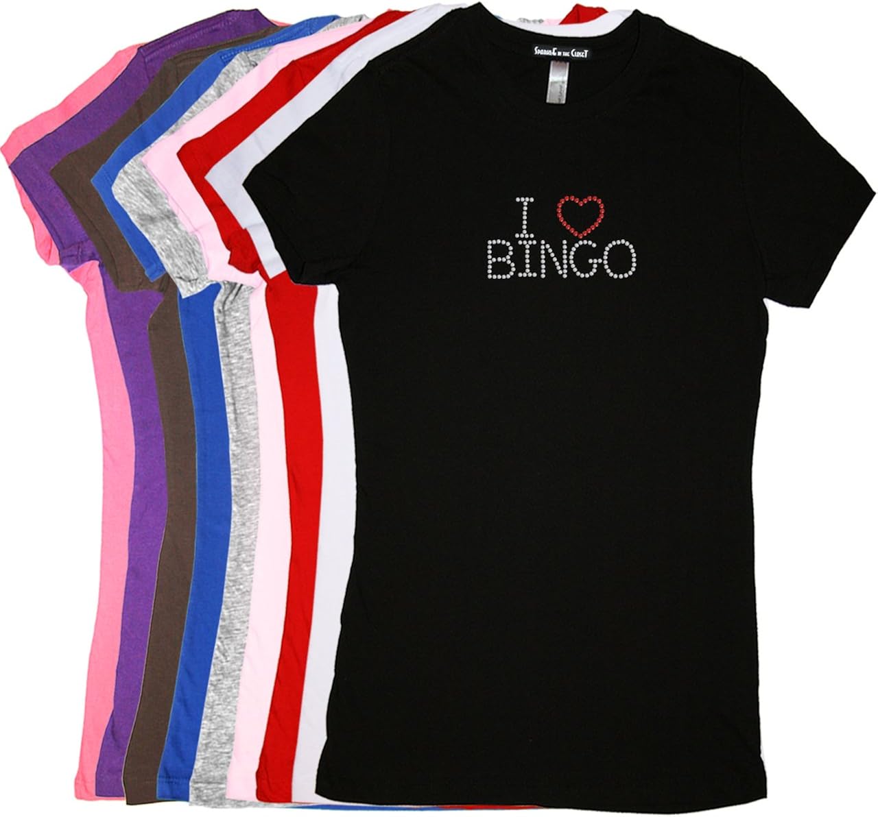 I Love Bingo - Rhinestone Ladies Gambling T-Shirt - Tight Fitting ...