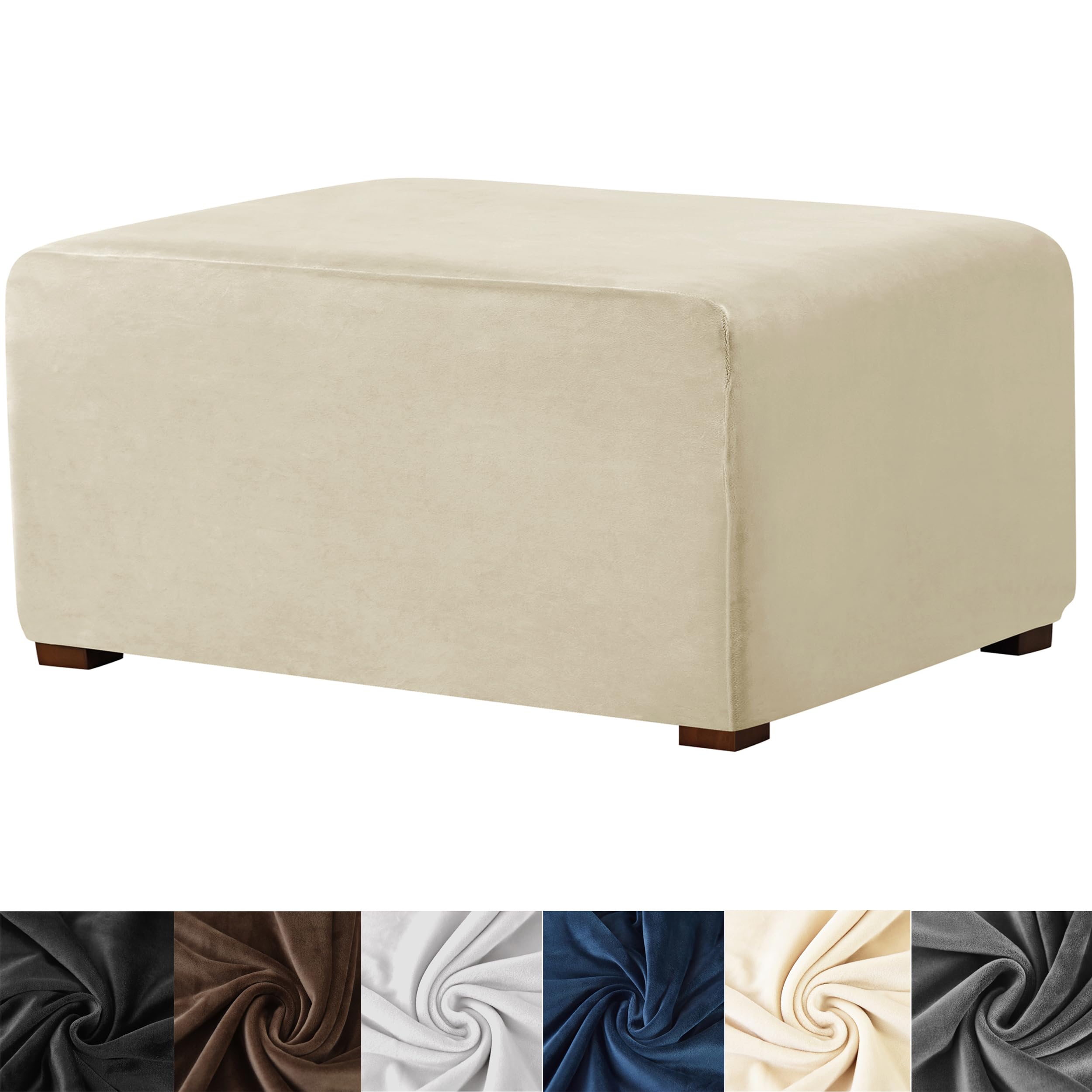 HFCNMY Ottoman Cover Rectangle,Stretch Velvet Ottoman Slipcovers ...