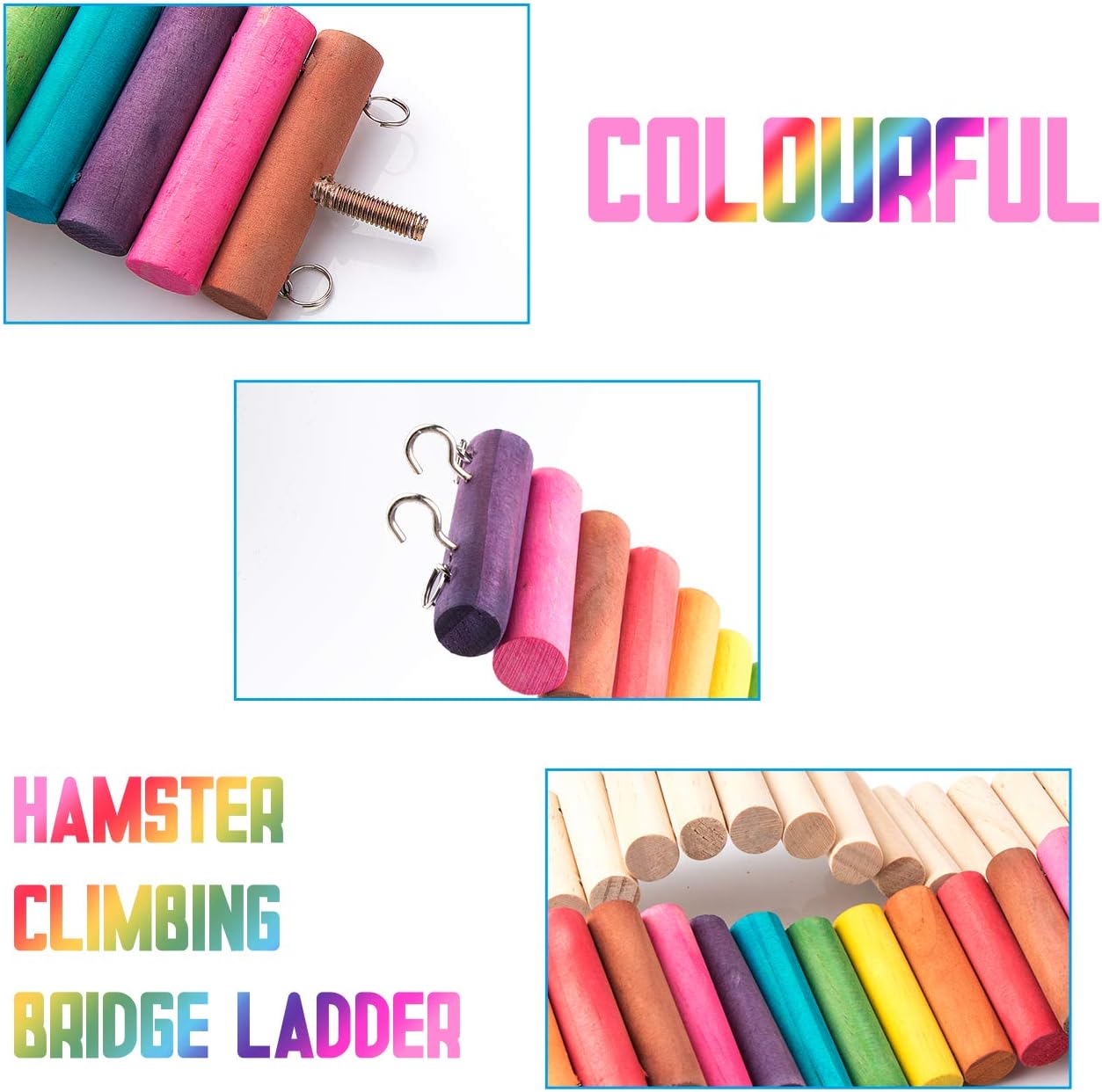 KONUNUS 2 Pieces Wooden Hamster Bridge Hamster Climbing Bridge Ladder ...