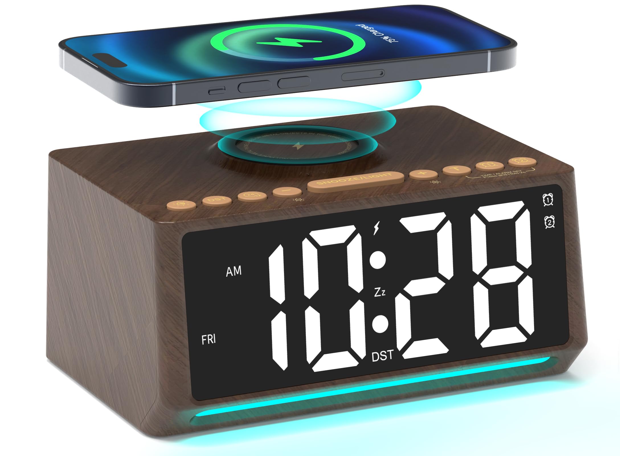 Mua Digital Alarm Clock for Bedroom with Wireless Charging, Bedside ...