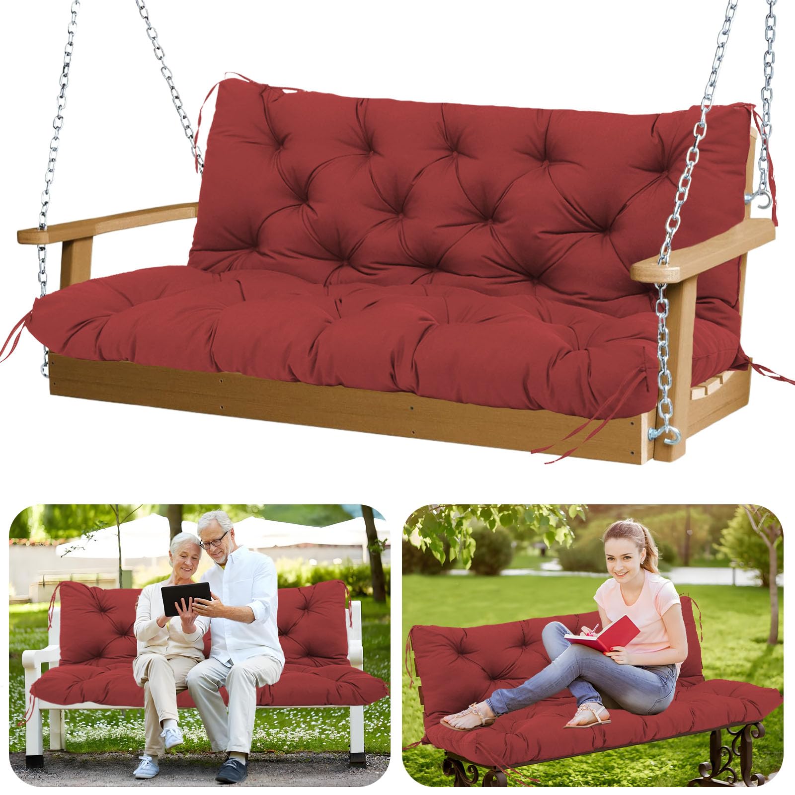 GZXAGZJ Porch Swing Cushions Outdoor 60 inch Waterproof Swing Cushions ...