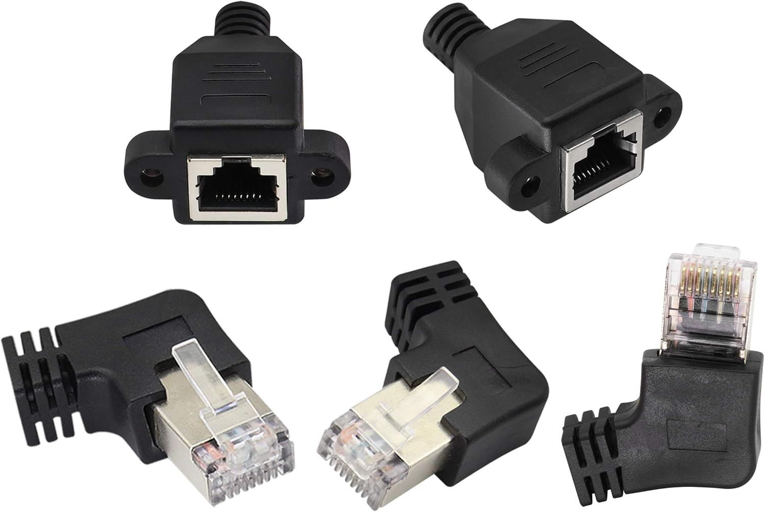 AAOTOKK Cat 6 Ethernet Cable 90 Degree Down Angle RJ45 Male to Female ...