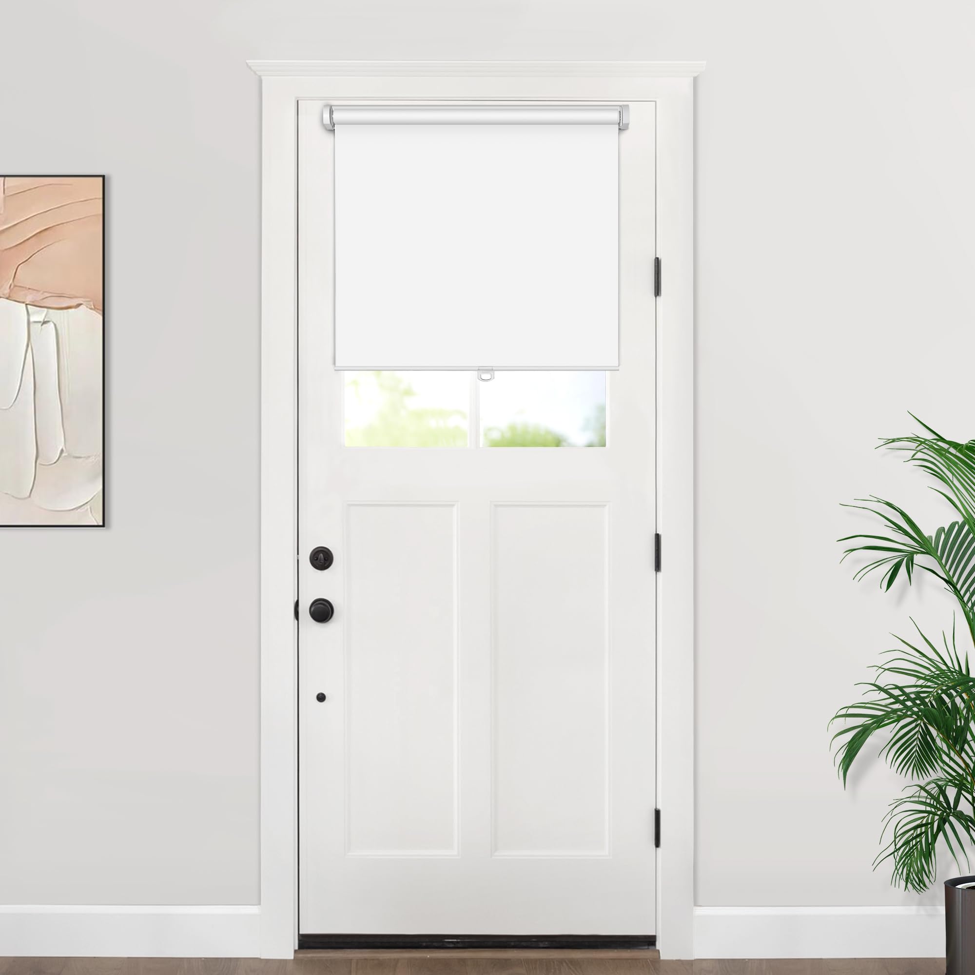 LazBlinds 100% Blackout Door Blinds, No Drill Cordless Roll Up French ...