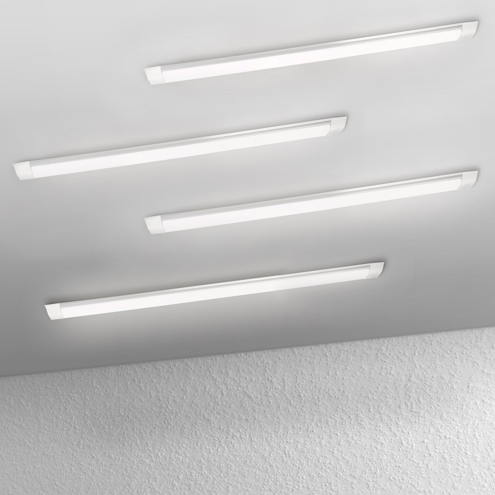 Jazoctig 4-Pack 4FT LED Batten, Close to Ceiling Light fixtures, 40W ...