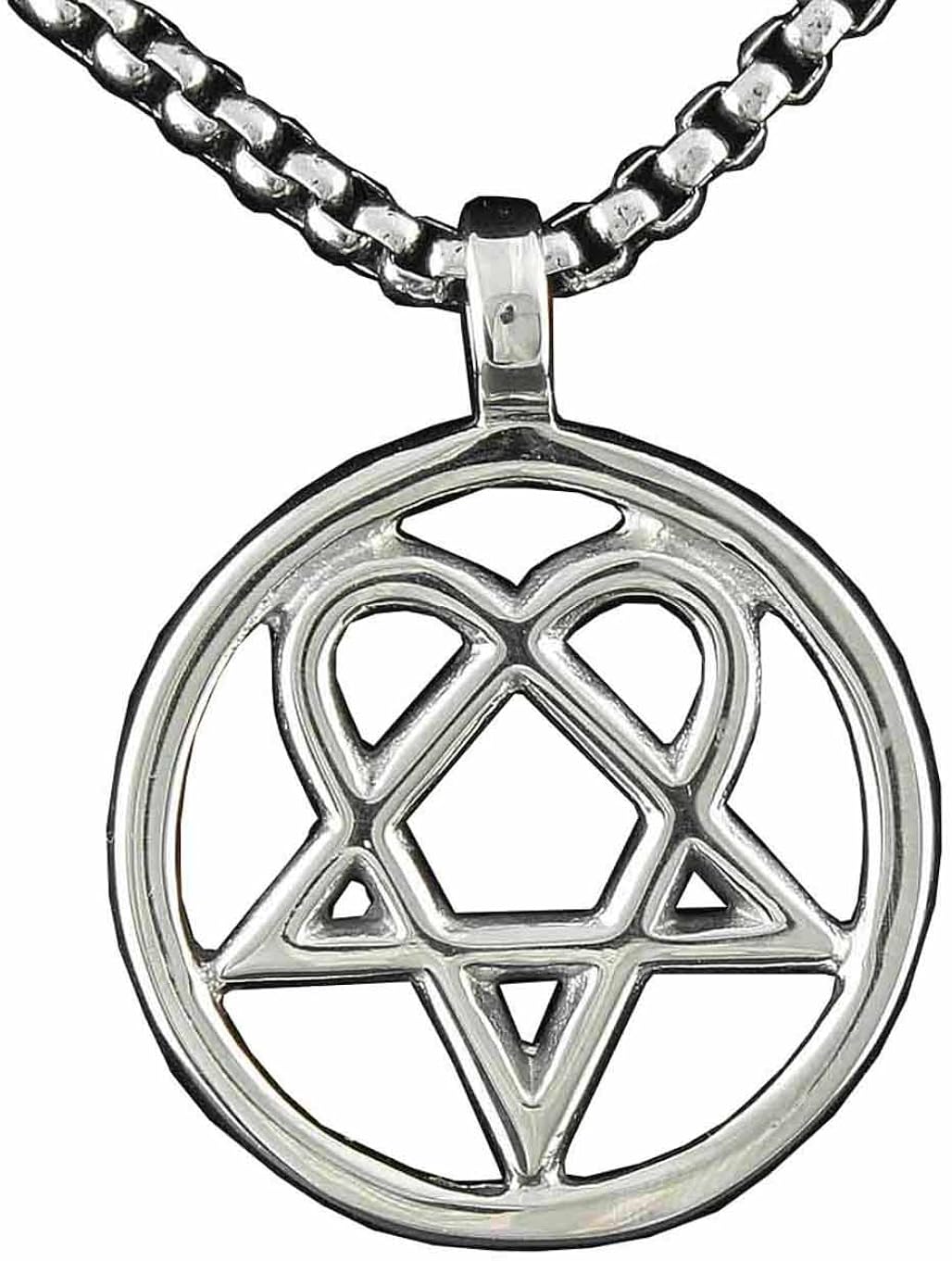 Men's Heartagram Heart Pentagram Pentacle Magic Star Pendant Necklace ...